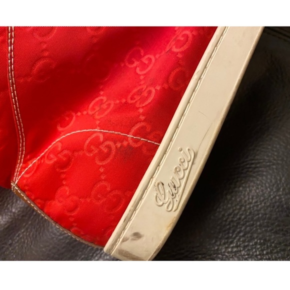 Gucci | Shoes | Gucci High Top Sneaker Red Suede G Logo | Poshmark